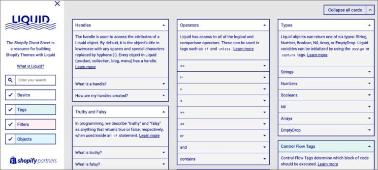 【Shopify】Liquidのチートシートなど便利なサイトまとめ | Shopify飯店